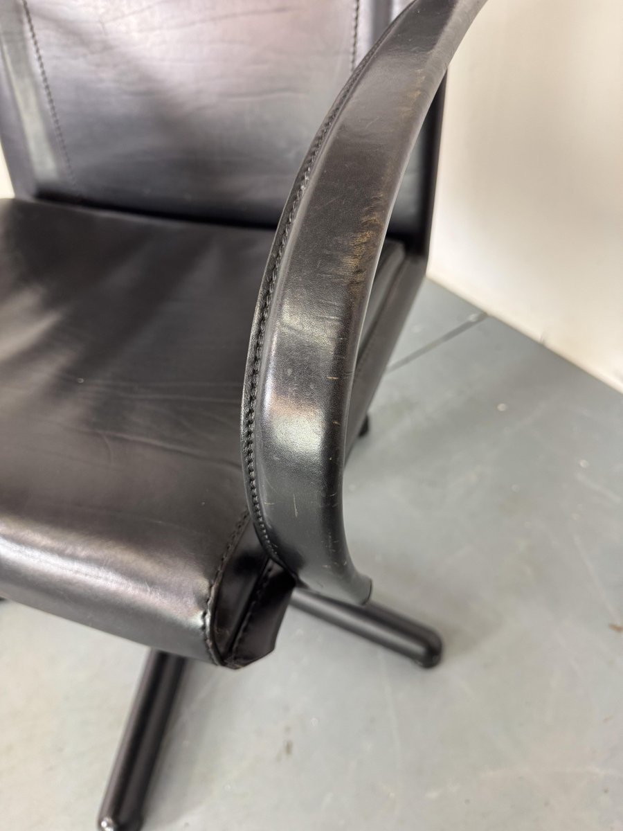 Italian Modernist Leather and Steel Desk Chair by Tito Agnoli for ...