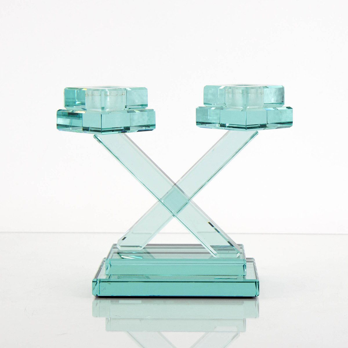 Cyan Glass Candleholder, 1970s for sale at Pamono