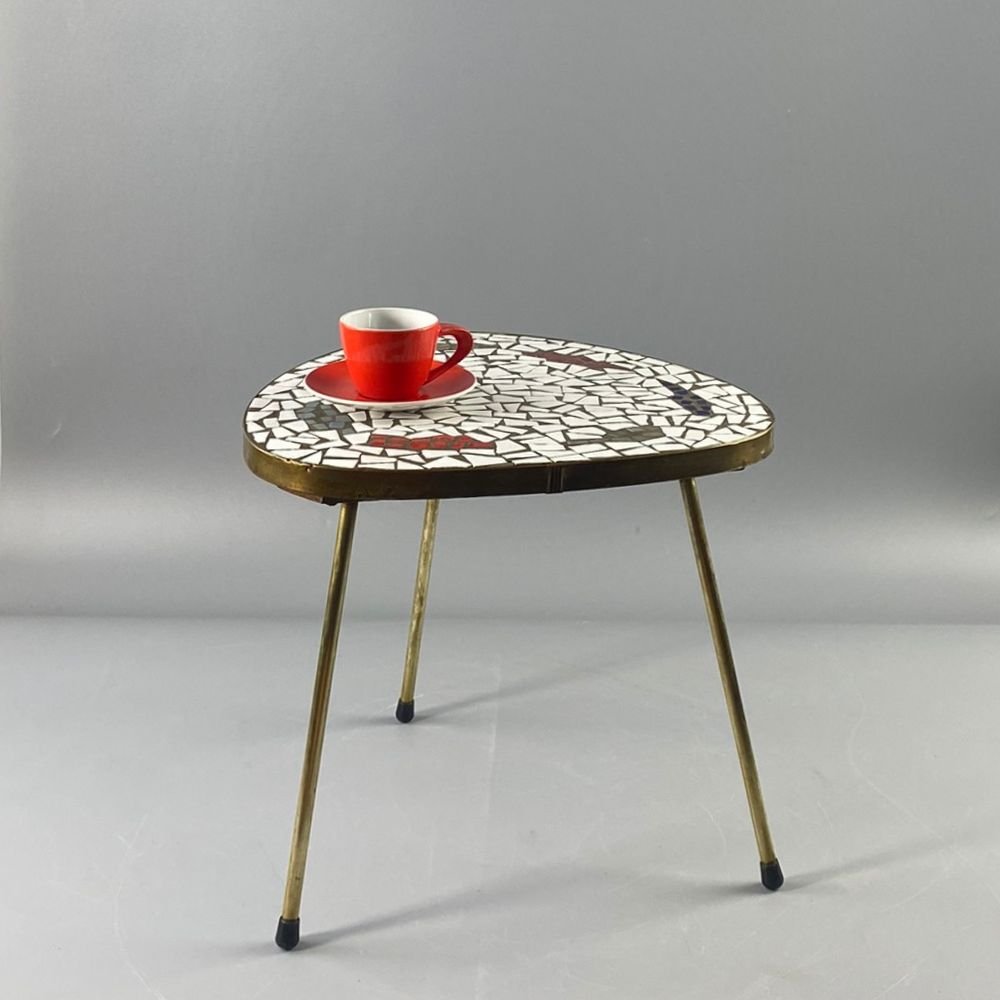 Tiny Mosaic Table on Copper Legs, 1960s for sale at Pamono