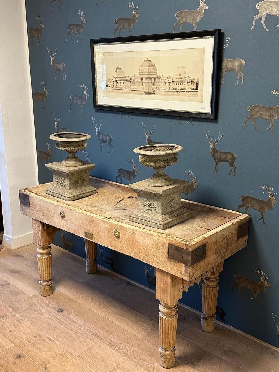 Tan Beech Butcher Table for sale at Pamono