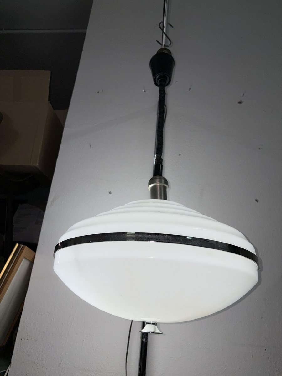 White Plastic Chandelier, 1970s for sale at Pamono