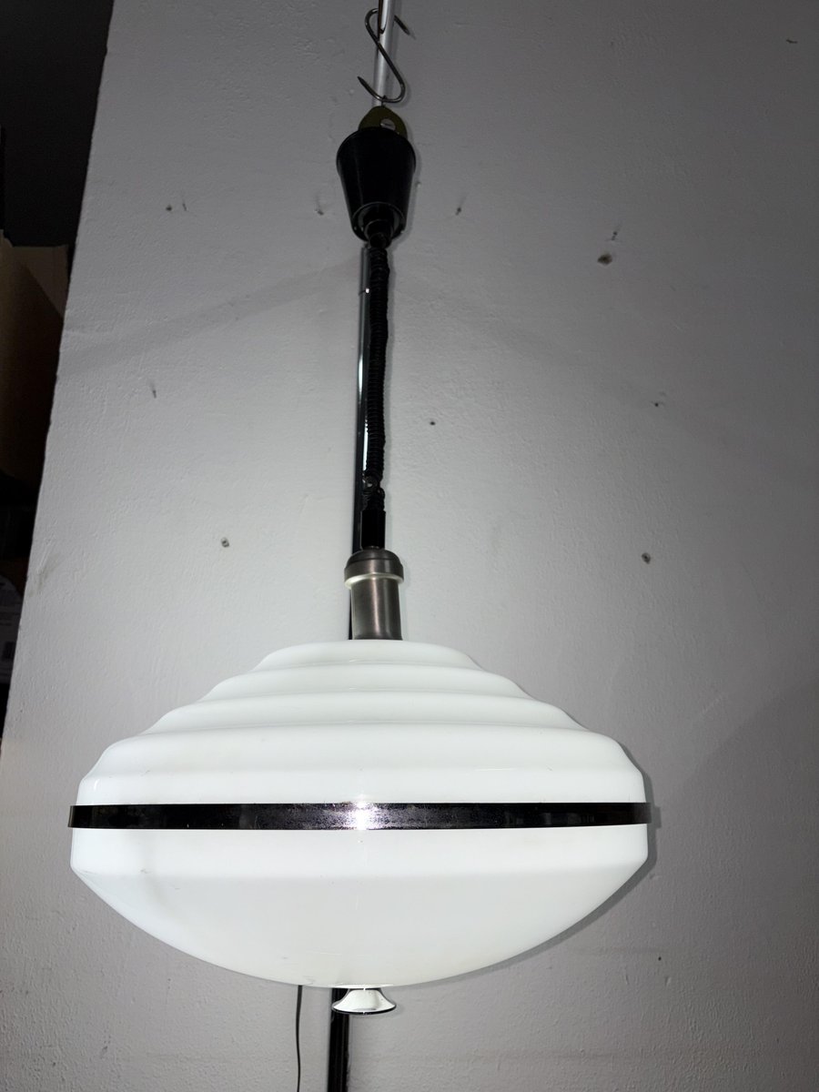 White Plastic Chandelier, 1970s for sale at Pamono