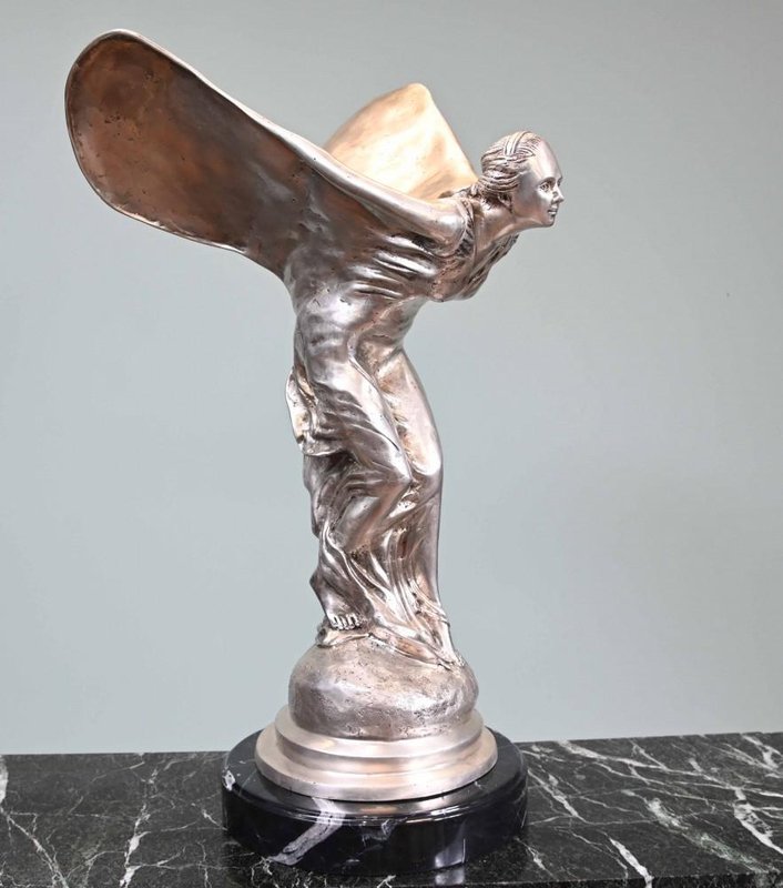 Art Nouveau Bronze Flying Lady Statue Spirit of Ecstacy for sale at Pamono