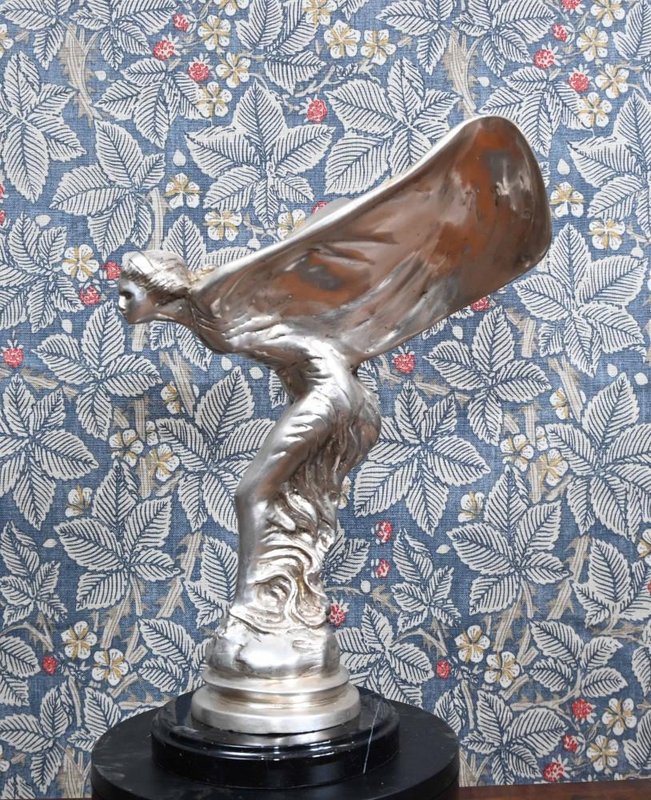 Art Nouveau Silver Spirit Bronze Statue Flying Lady for sale at Pamono