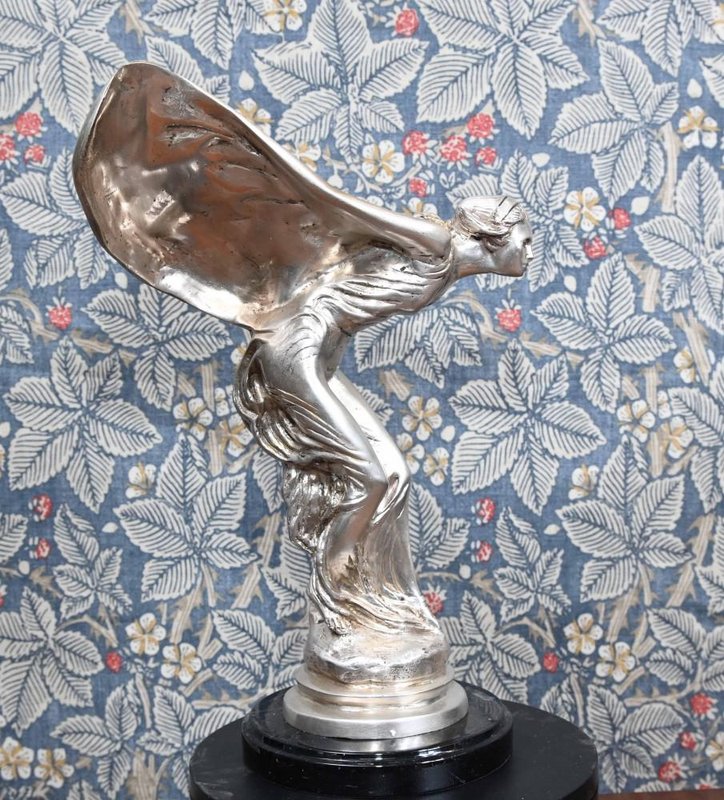 Art Nouveau Silver Spirit Bronze Statue Flying Lady for sale at Pamono