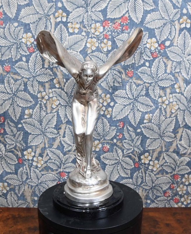 Art Nouveau Silver Spirit Bronze Statue Flying Lady for sale at Pamono