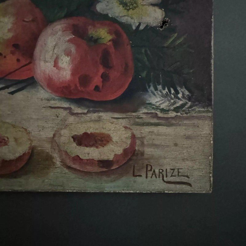 L. Parize, Still Life with Fruits and Flowers, 20th Century, Oil on ...