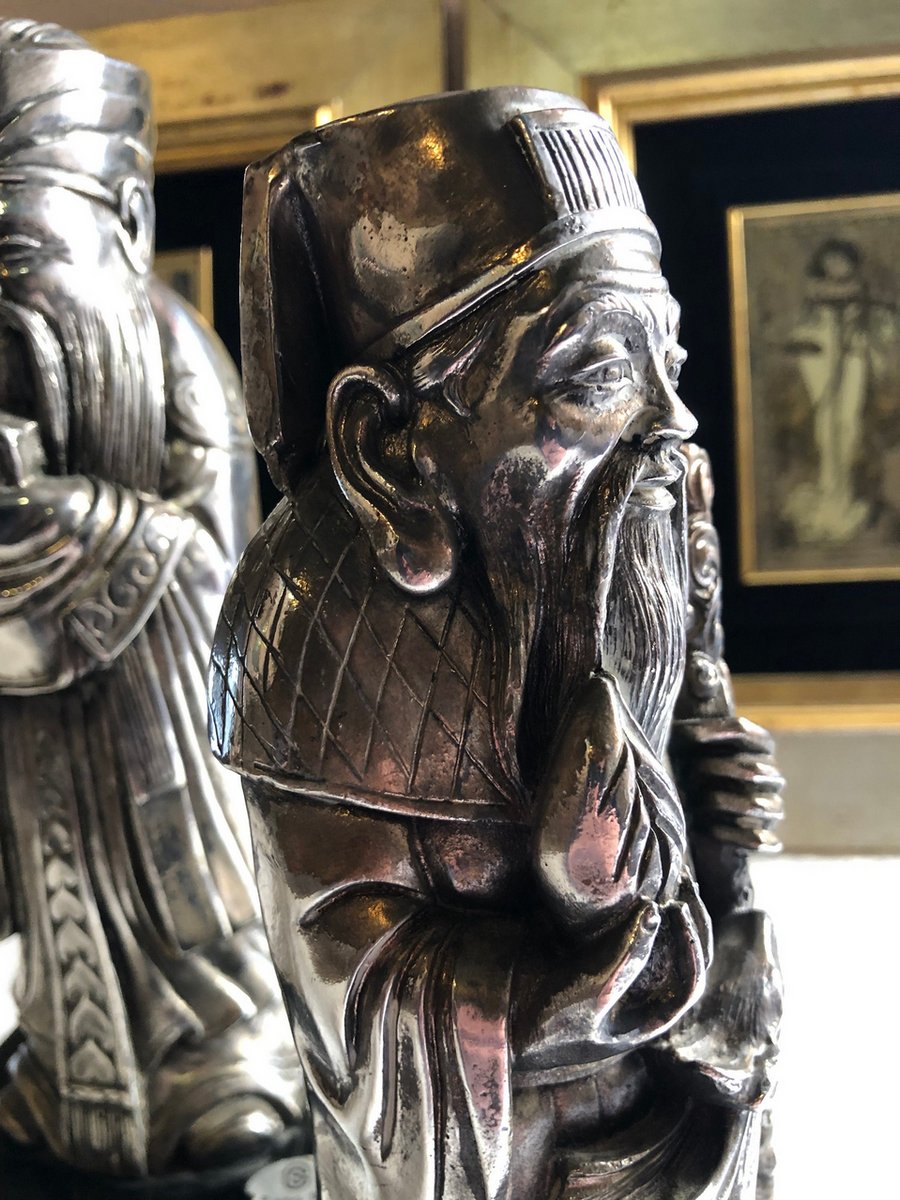 Silver Statues, 1980s, Set of 2 for sale at Pamono