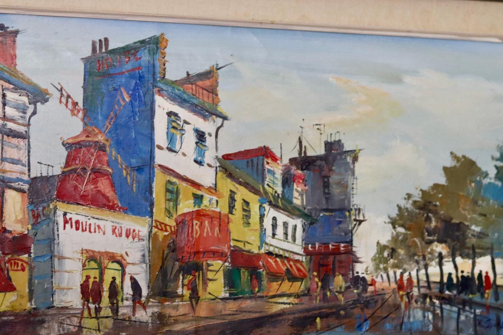 K. Isakson, Moulin Rouge in Paris, 1970s, Oil on Canvas, Framed for ...
