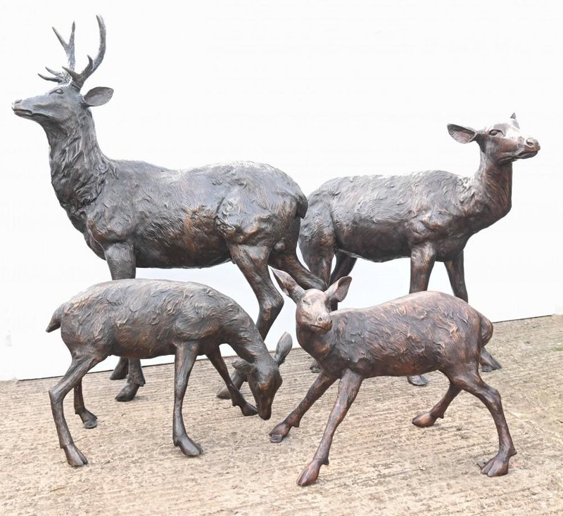 Lifesize Bronze Deer Family Fawn Roe Buck Garden Casting for sale at Pamono