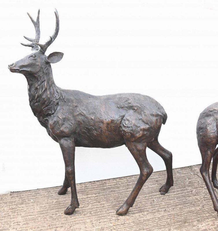 Lifesize Bronze Deer Family Fawn Roe Buck Garden Casting for sale at Pamono