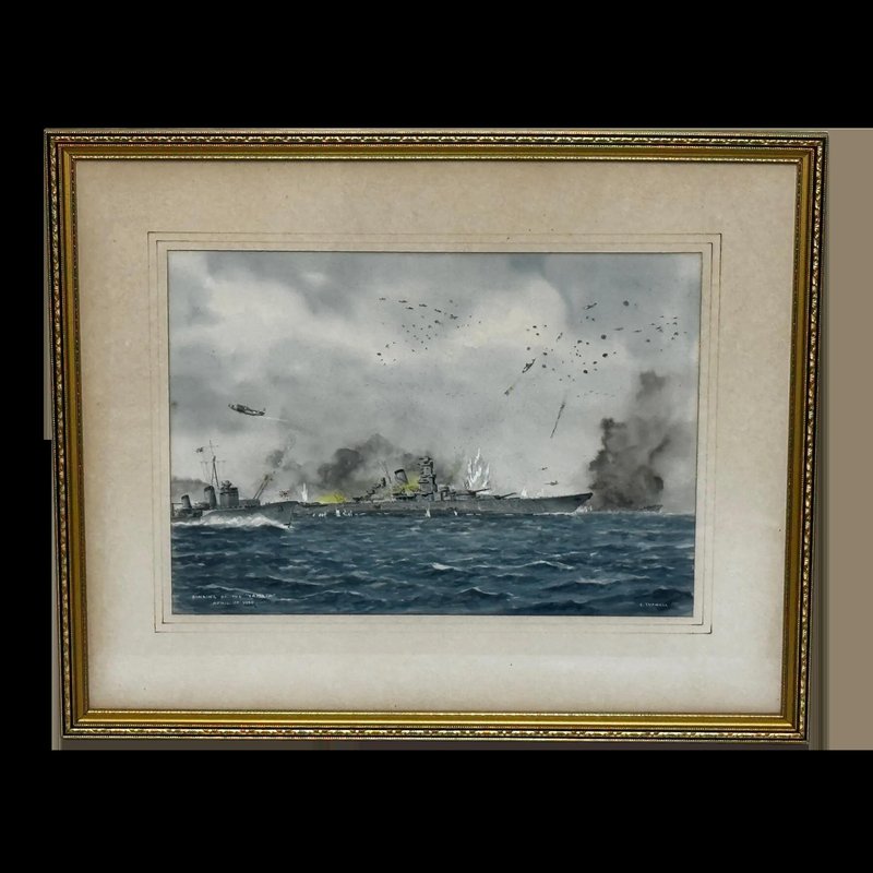 Eric Tuffnell, Painting of Naval Battle Sinking of Battleship Yamato ...
