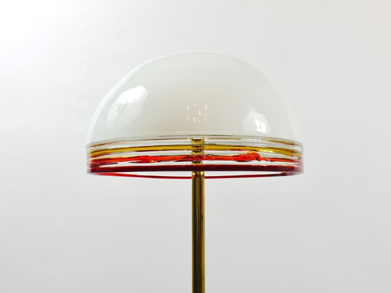 Roberto Pamio Febo Floor Lamp in Marble, Brass & Murano Glass attributed to Leucos, Italy, 1970s ...