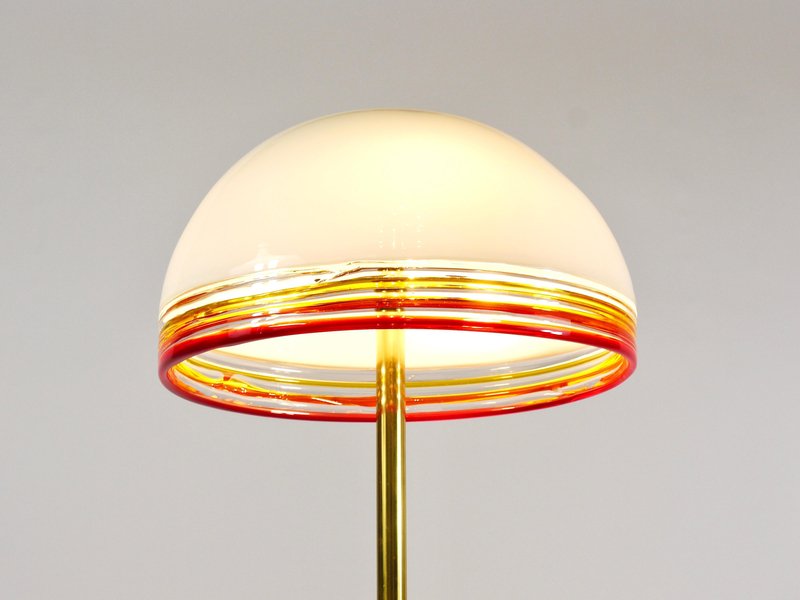 Roberto Pamio Febo Floor Lamp in Marble, Brass & Murano Glass attributed to Leucos, Italy, 1970s ...