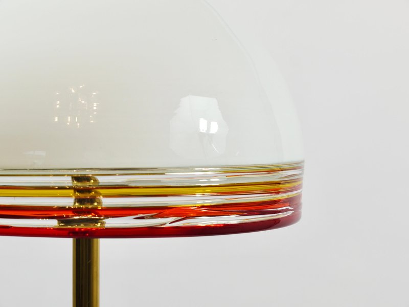 Roberto Pamio Febo Floor Lamp in Marble, Brass & Murano Glass attributed to Leucos, Italy, 1970s ...