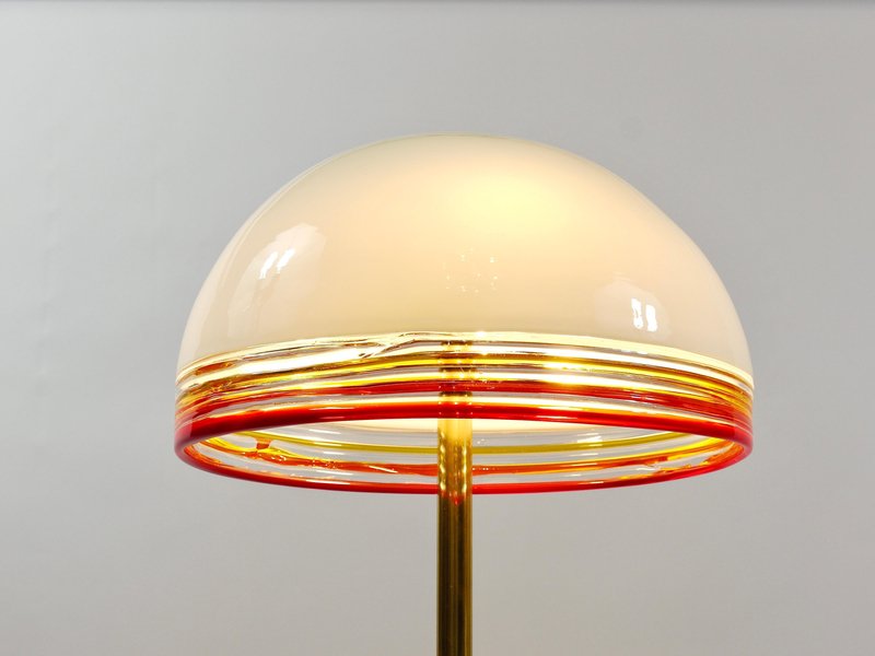 Roberto Pamio Febo Floor Lamp in Marble, Brass & Murano Glass attributed to Leucos, Italy, 1970s ...