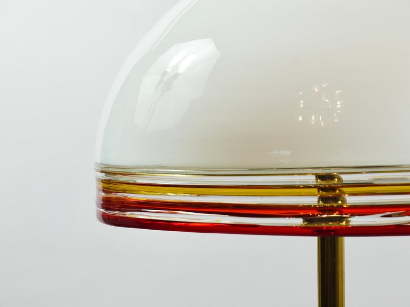 Roberto Pamio Febo Floor Lamp in Marble, Brass & Murano Glass attributed to Leucos, Italy, 1970s ...