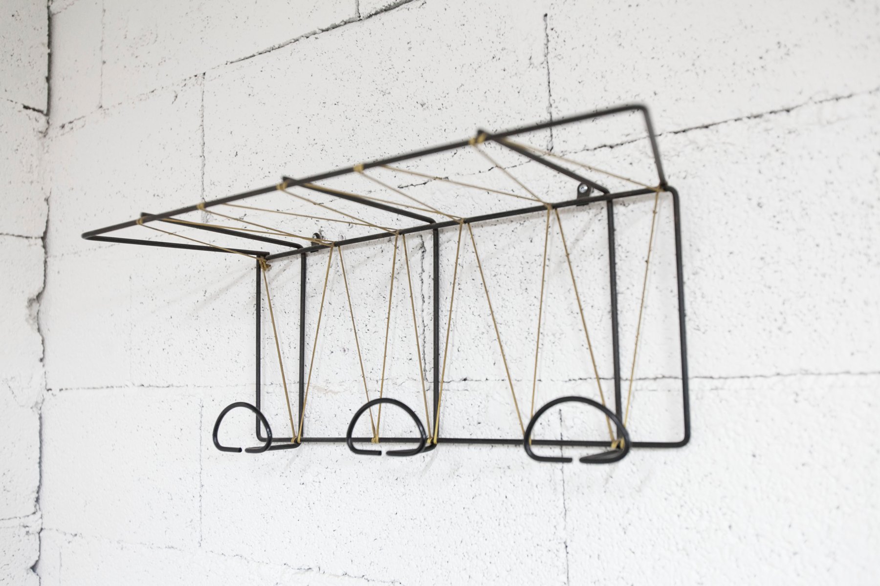 Black Steel and Scoubidou Wire Coat Rack, 1960s for sale at Pamono