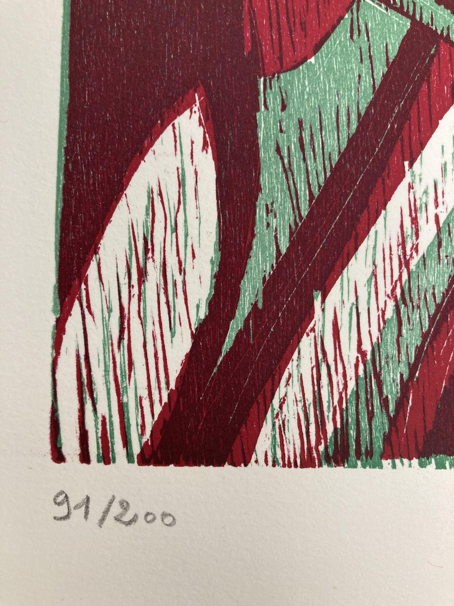 Isabelle Boullin, Les Oeillets, 1990, Woodblock Print for sale at Pamono