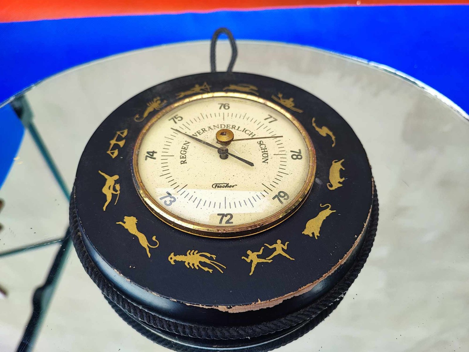 Art Deco Wooden Barometer with Zodiac Signs from Fischer, 1920s for ...