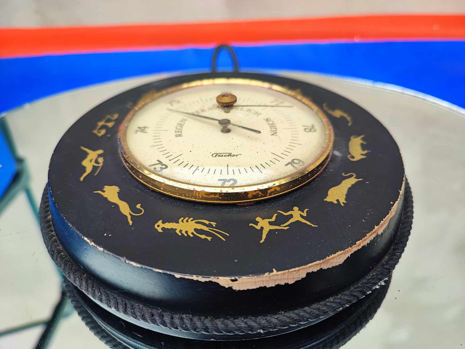 Art Deco Wooden Barometer with Zodiac Signs from Fischer, 1920s for ...