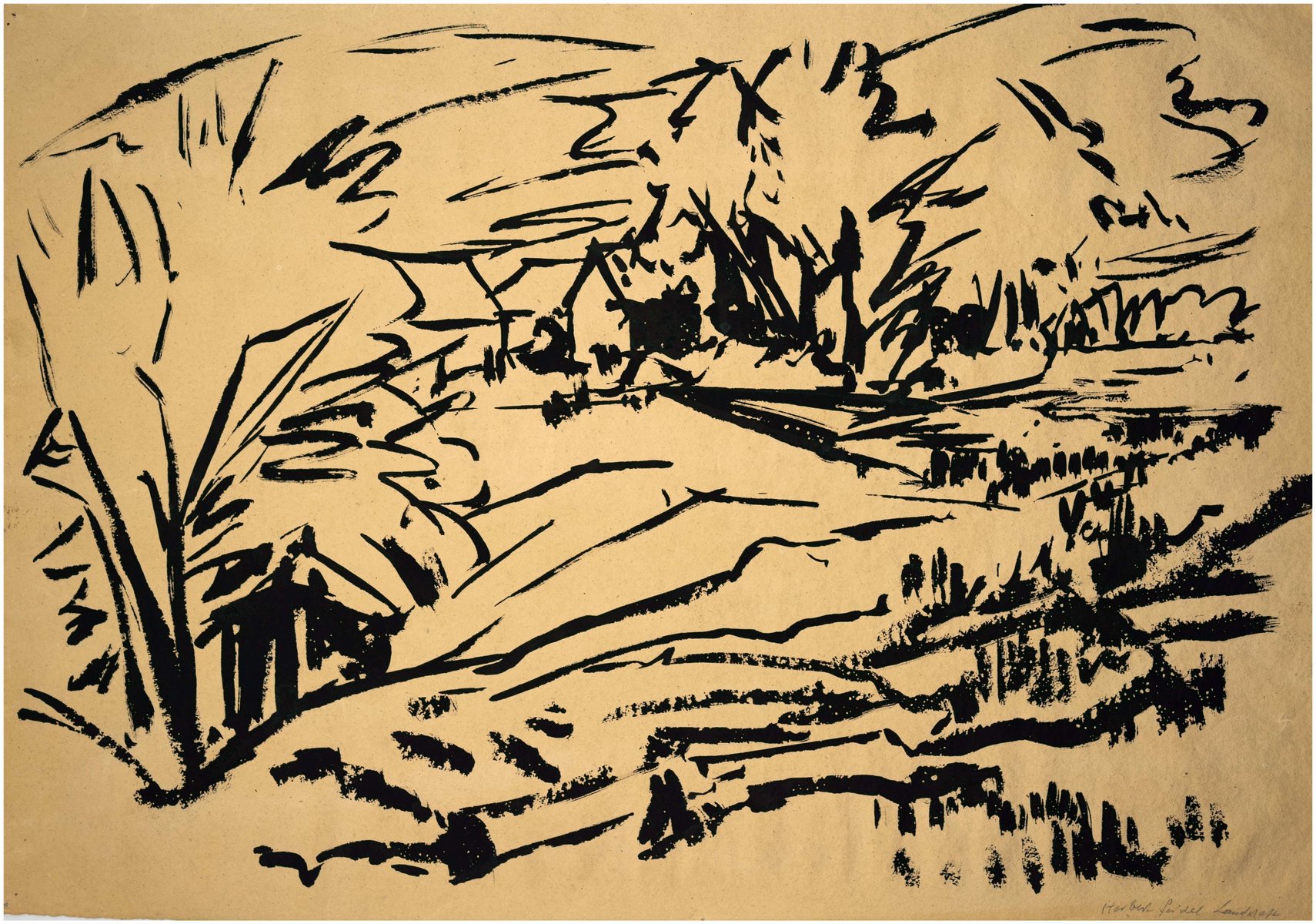 Herbert Seidel, Landscape Verso Forest Interior, 1950, Ink on Paper for ...