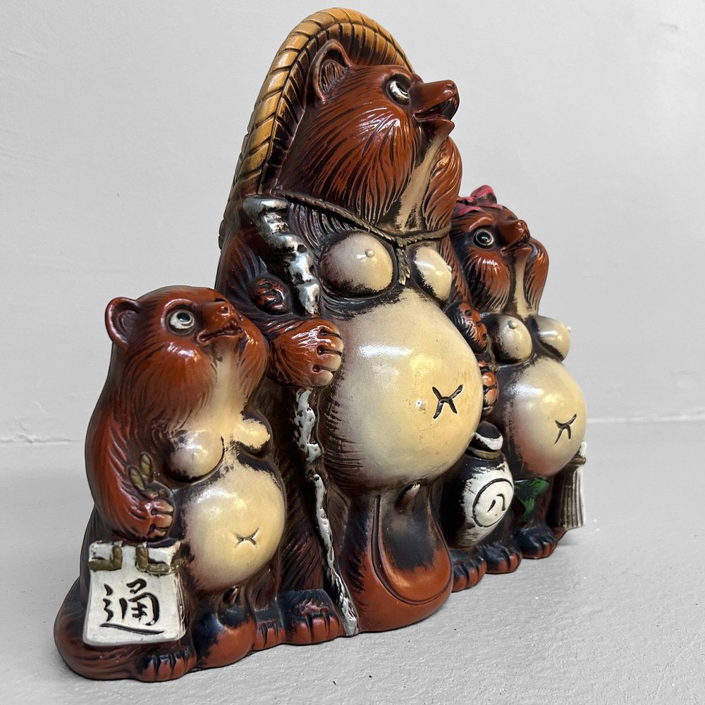 Vintage Ceramic Tanuki Family, Shigaraki, Japan, 1980s for sale at Pamono