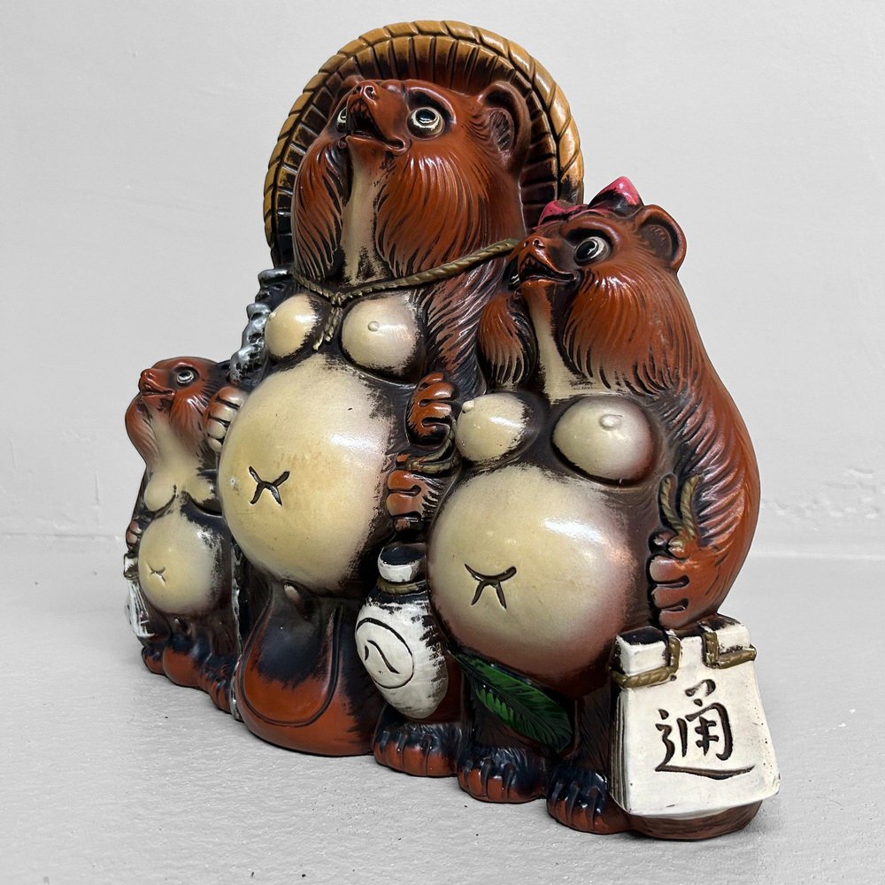 Vintage Ceramic Tanuki Family, Shigaraki, Japan, 1980s for sale at Pamono