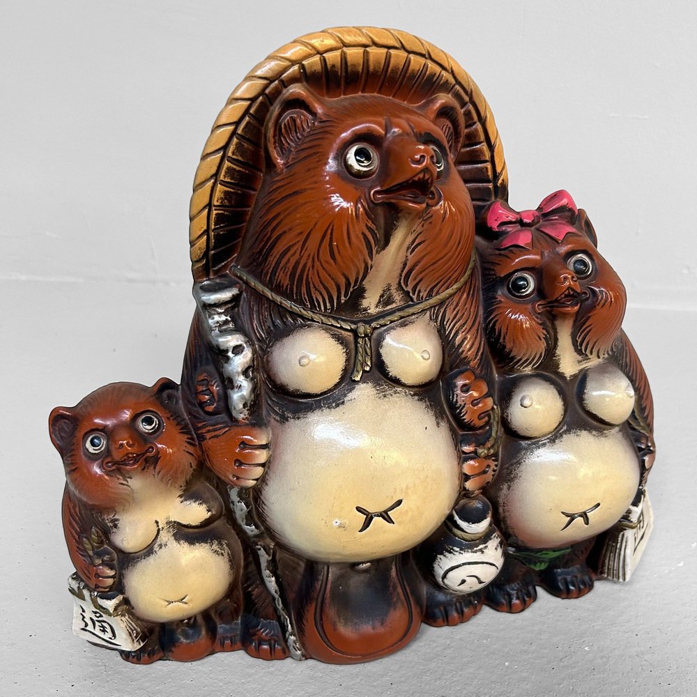 Vintage Ceramic Tanuki Family, Shigaraki, Japan, 1980s for sale at Pamono
