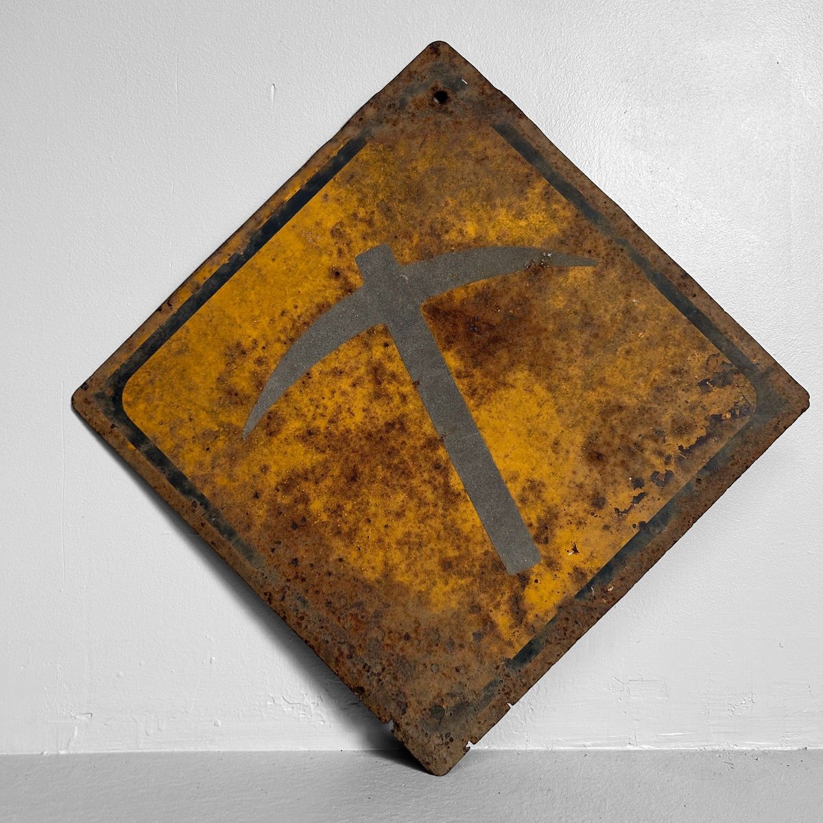 Vintage Japanese Metal Warning Sign, 1950s for sale at Pamono