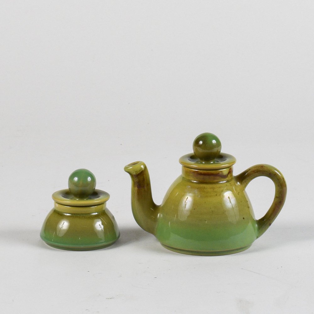 Small Shaded Green Teapot and Sugar Bowl from Rometti Production, 1940s ...