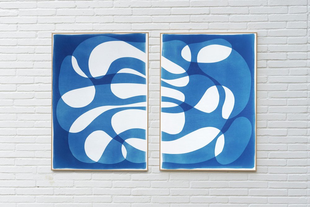 Kind of Cyan, Whirlpool Cyclone Diptychon, 2025, Cyanotypie, 2er Set ...