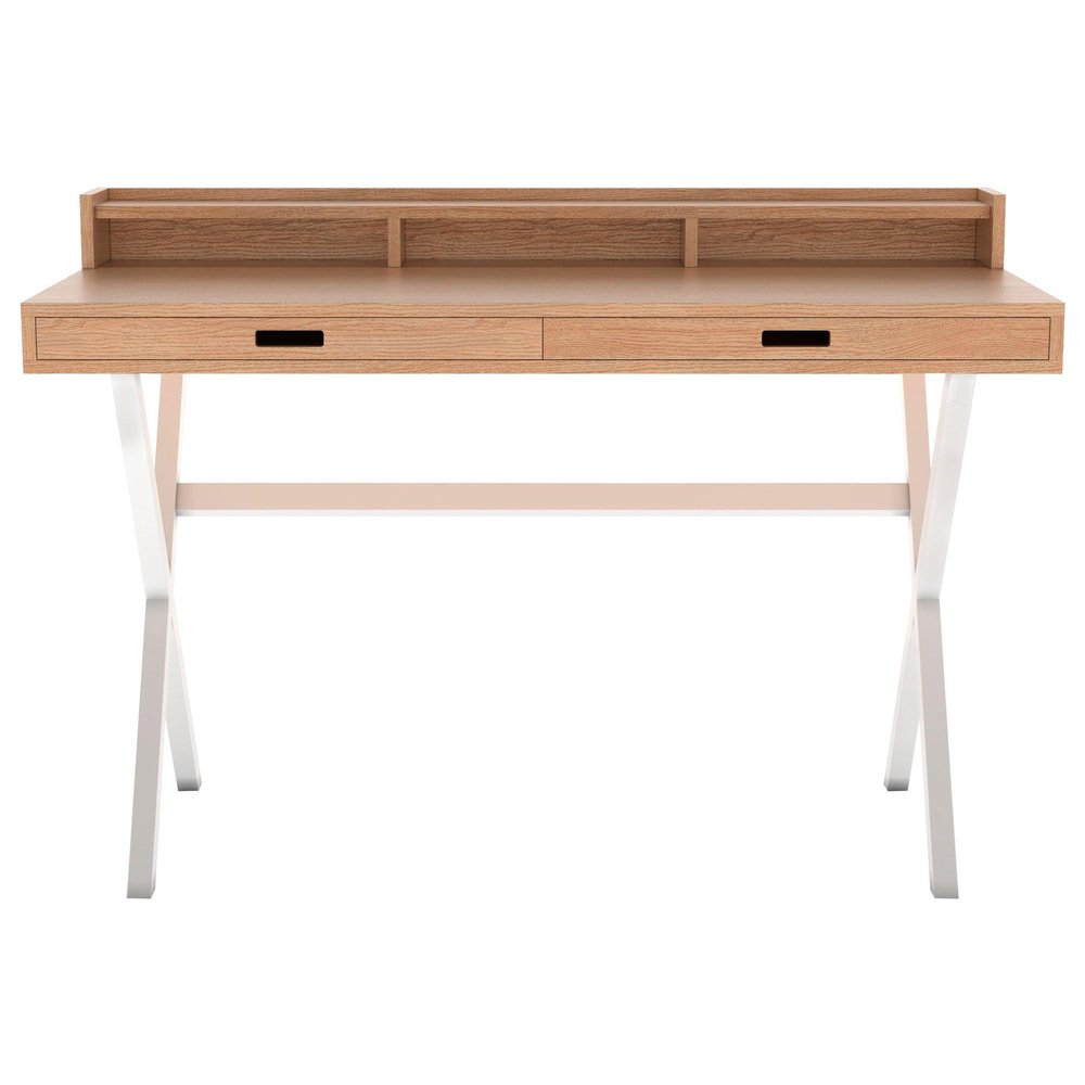 Iridescent White Metal Hyppolite Desk in Natural Oak by Harto for sale ...