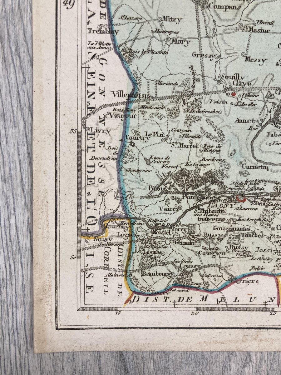 Der District Meaux Printed Map by Anton Friedrich Büsching, 1806 for ...