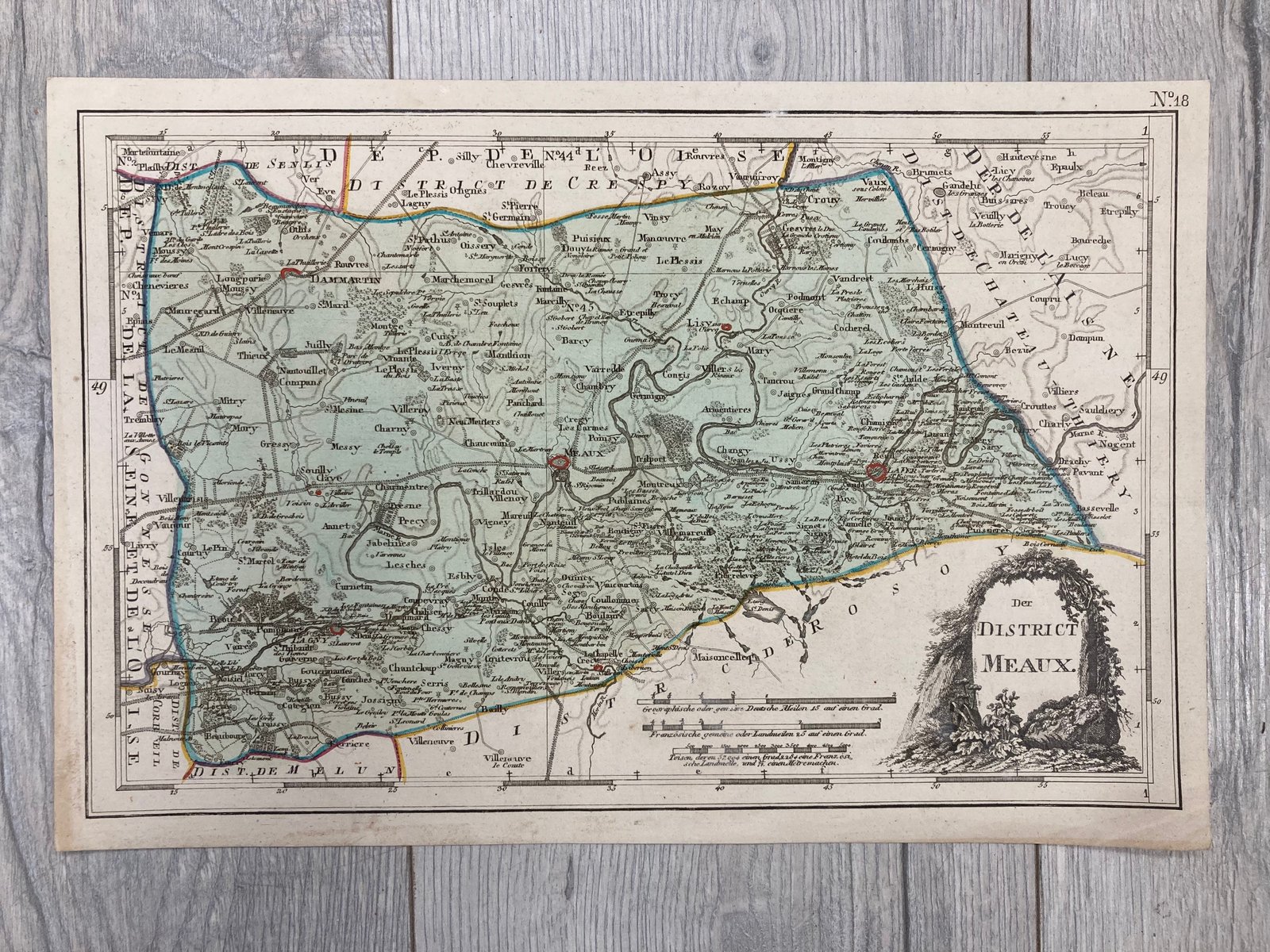 Der District Meaux Printed Map by Anton Friedrich Büsching, 1806 for ...