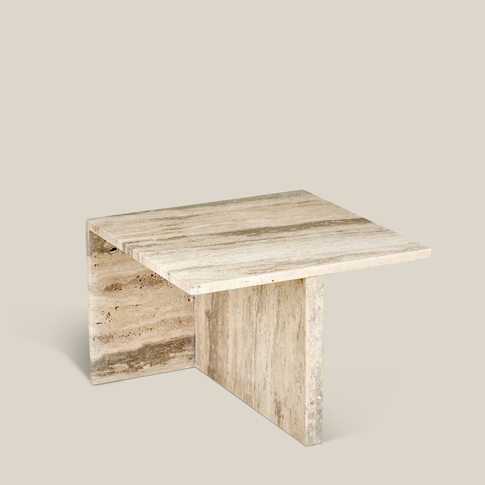 Elba Side Table in Silver Travertine by Marmo Lusso for sale at Pamono