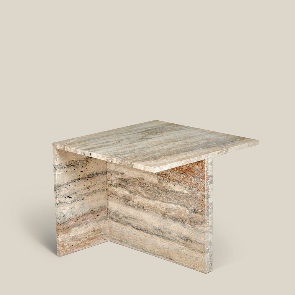 Elba Side Table in Silver Travertine by Marmo Lusso for sale at Pamono