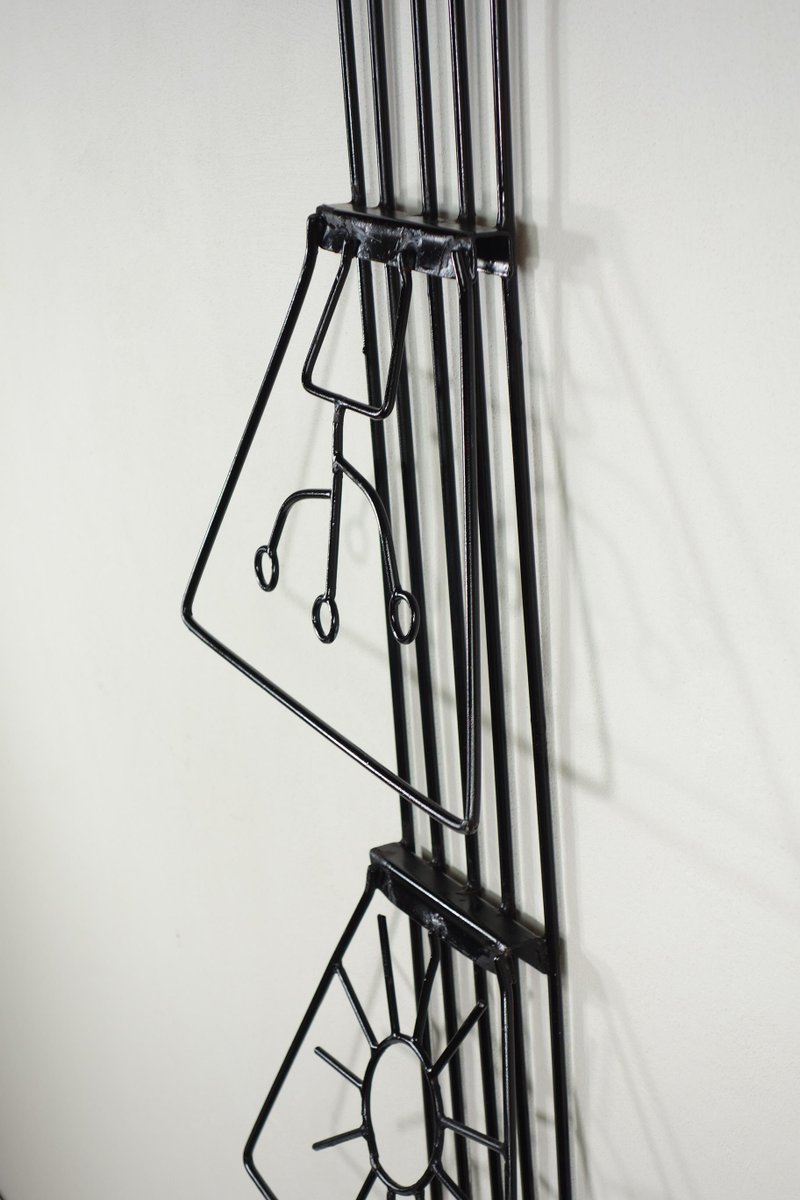 Mid-Century Modern Black Iron Wall Magazine Rack, 1950s for sale at Pamono