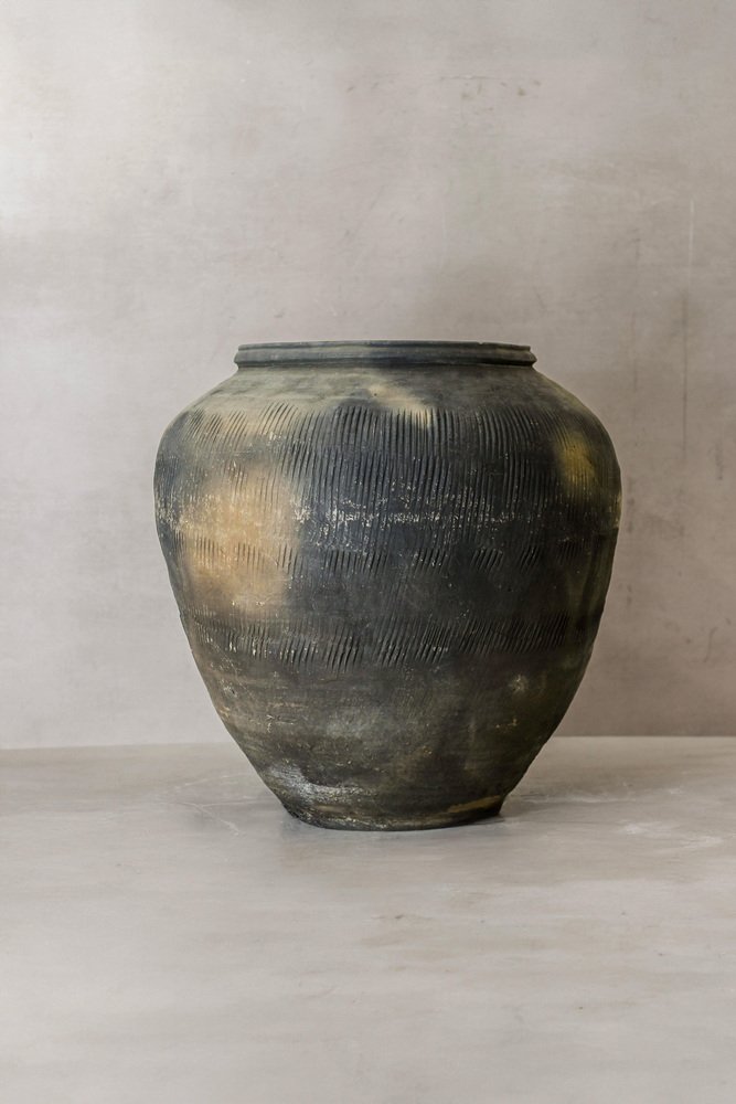 Vintage Textured Grey Pot for sale at Pamono