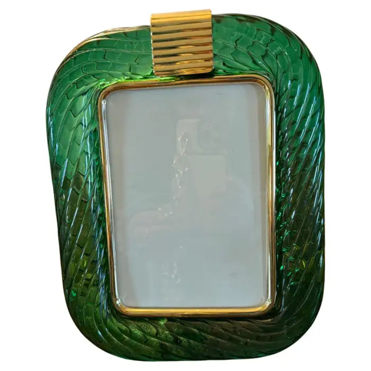 Emerald Green Twisted Murano Glass and Brass Photo Frame, 2000 for sale ...
