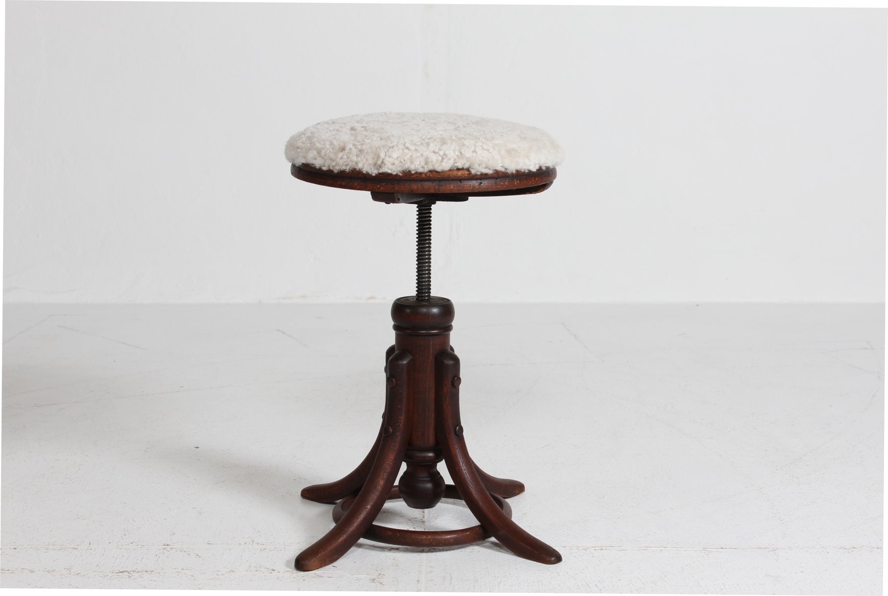 Steam Bent Beech Stool with New Sheepskin Seat, Early 1900s for sale at ...