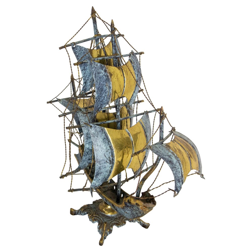 Portuguese Brass Frigate Model Boat, 1960 for sale at Pamono