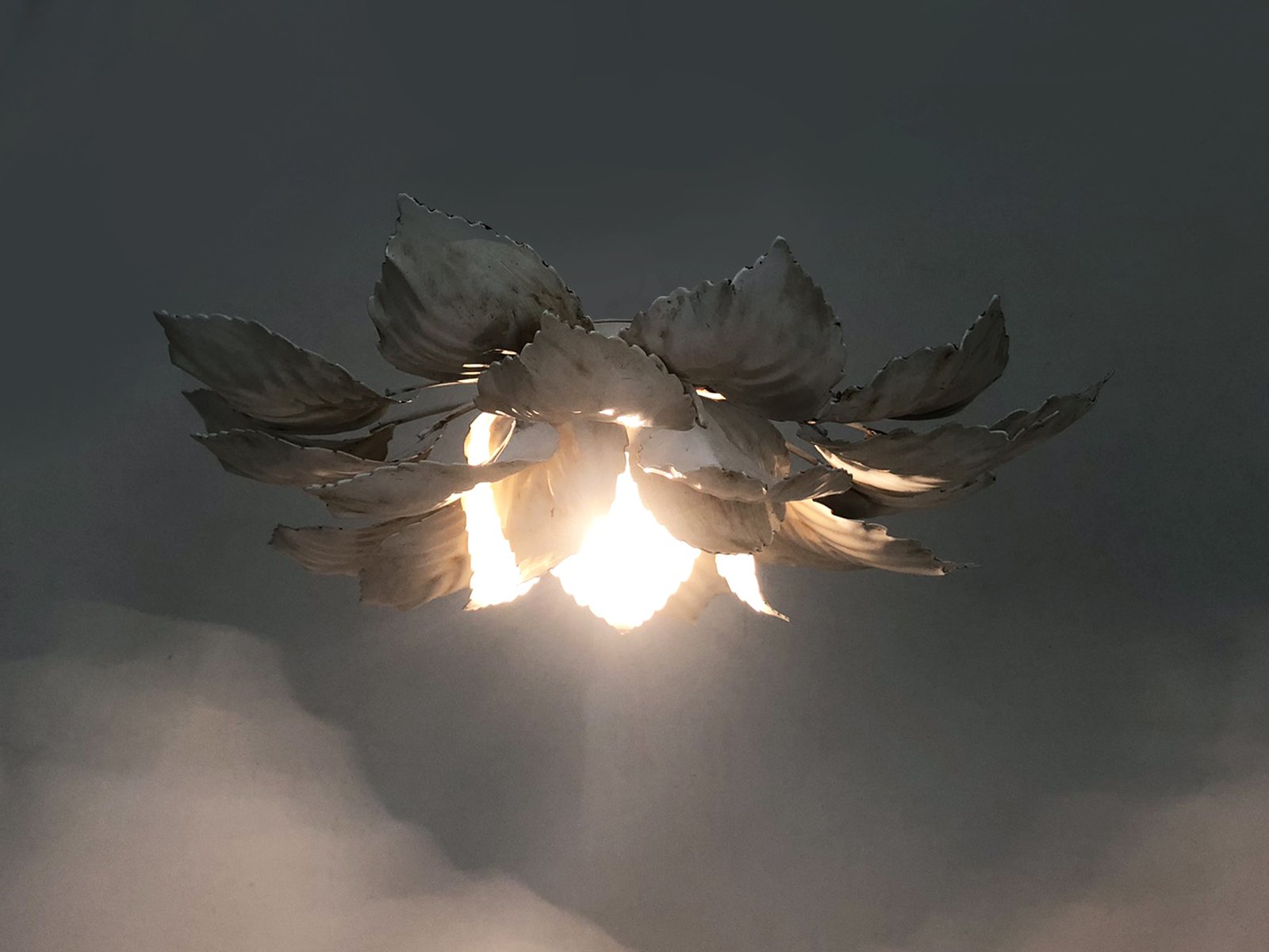 Sun Ceiling Light in White Metal, 1970s for sale at Pamono