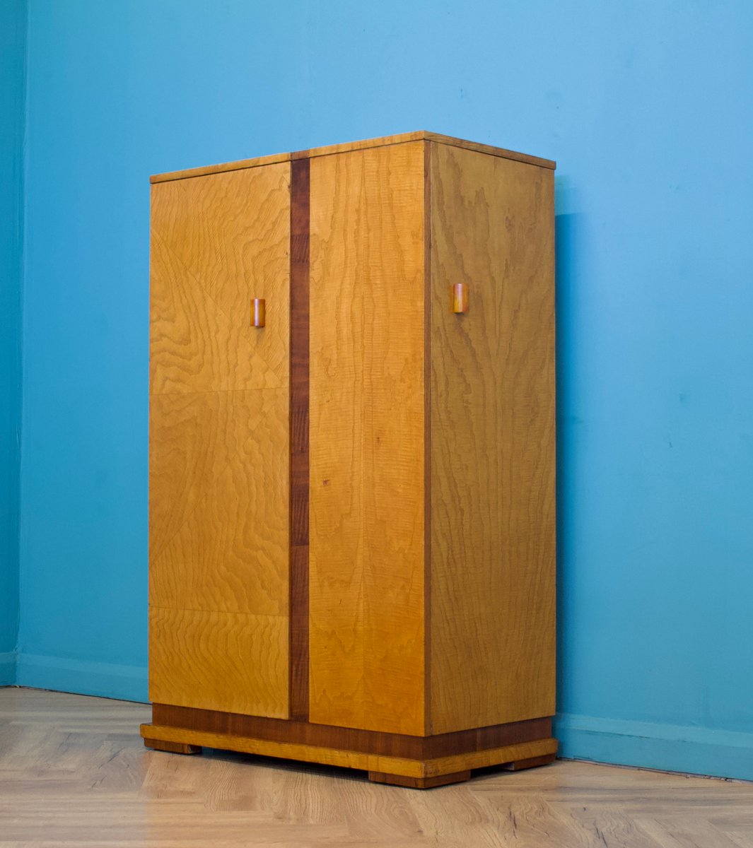 Art Deco British Birdseye Maple Tallboy Compact Wardrobe, 1930s for ...