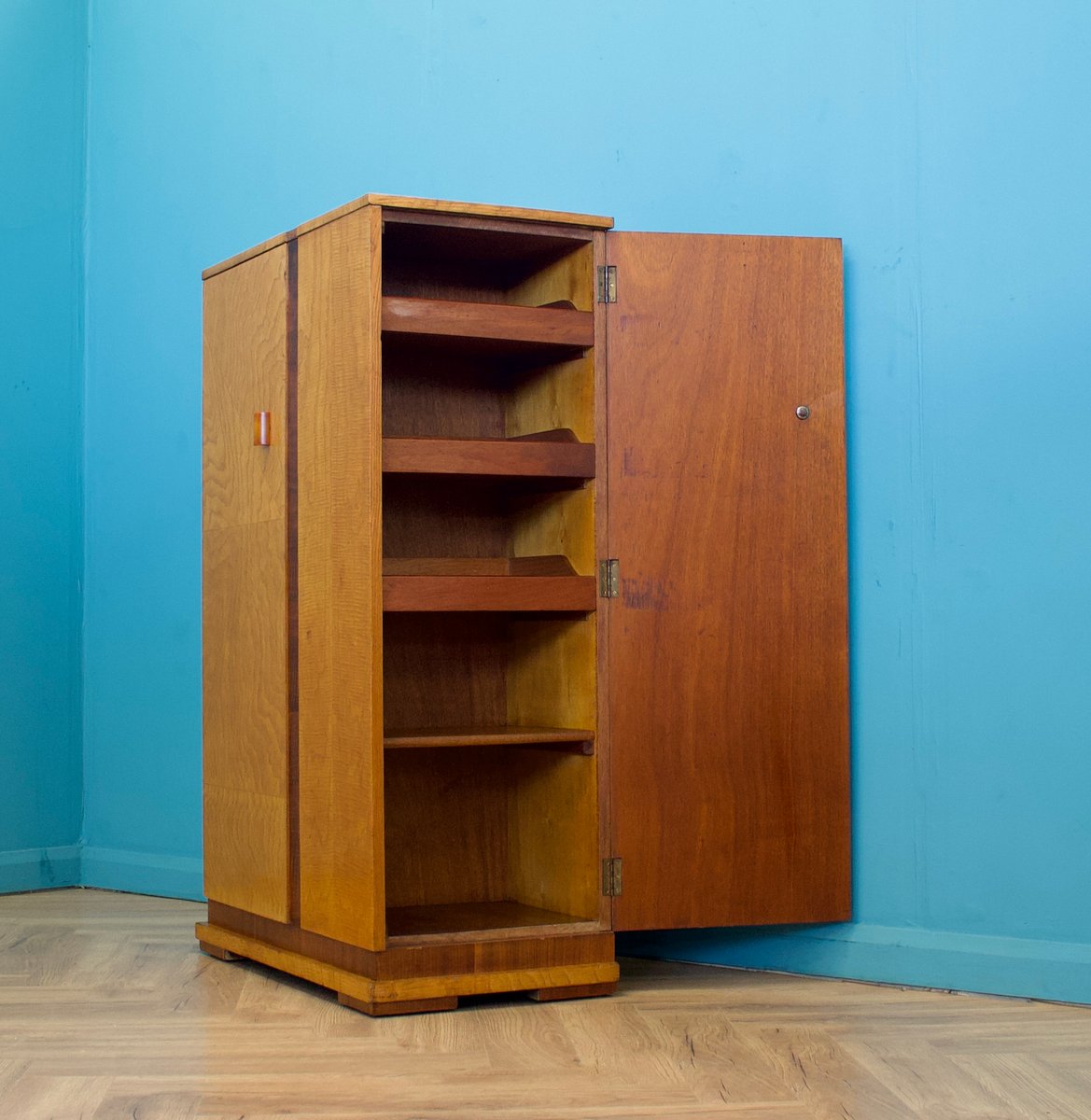 Art Deco British Birdseye Maple Tallboy Compact Wardrobe, 1930s for ...