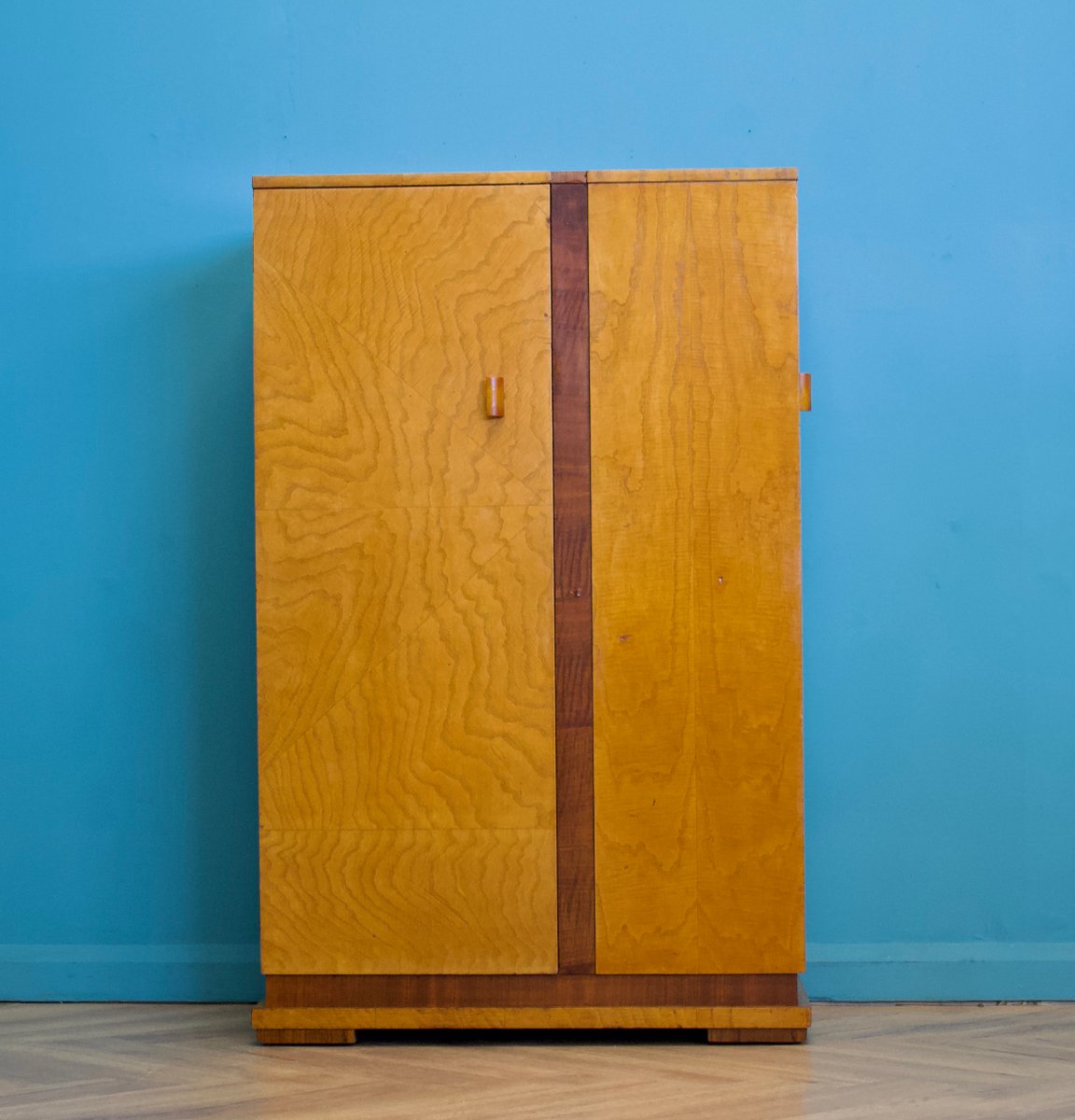 Art Deco British Birdseye Maple Tallboy Compact Wardrobe, 1930s for ...