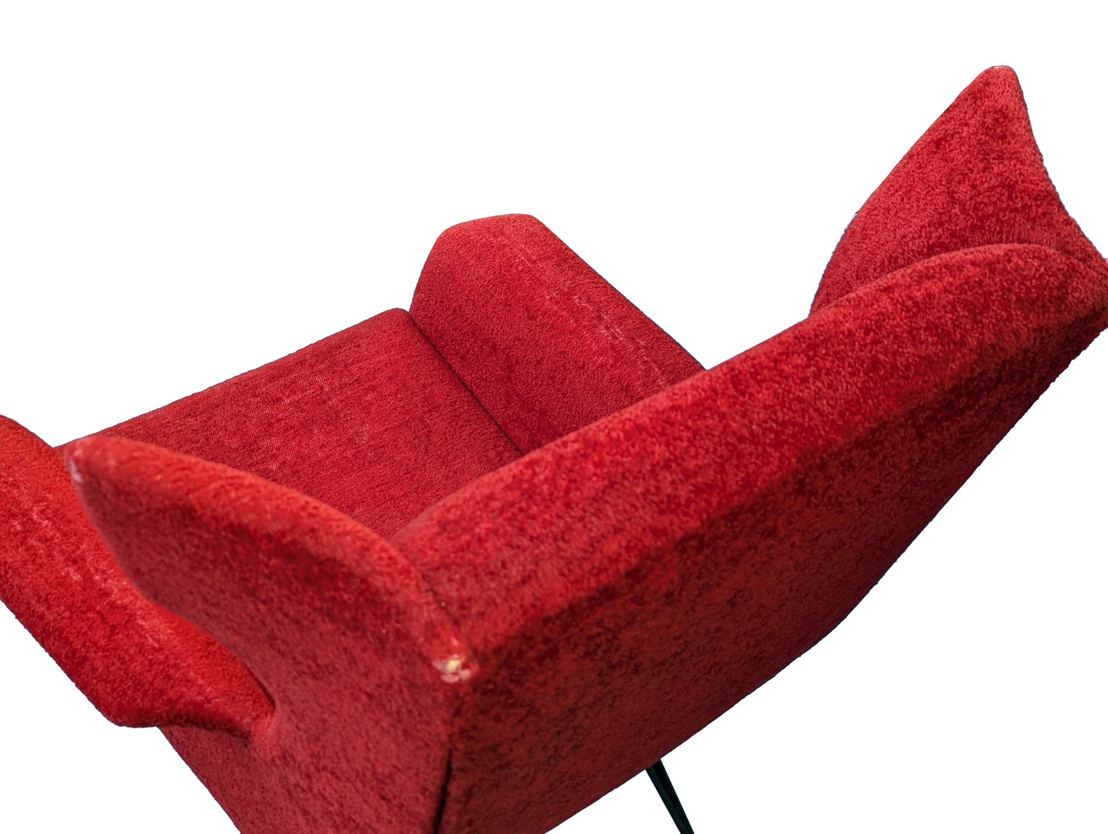 Italian Dark Crimson Velvet & Brass Wingback Armchair, 1950s for sale ...