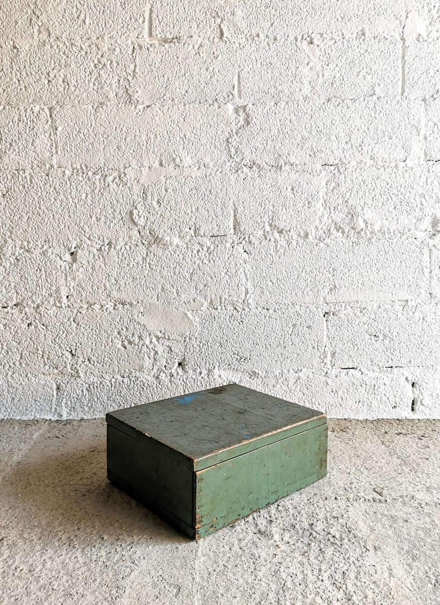 Vintage Industrial Green Wooden Tool Box, 1950s for sale at Pamono