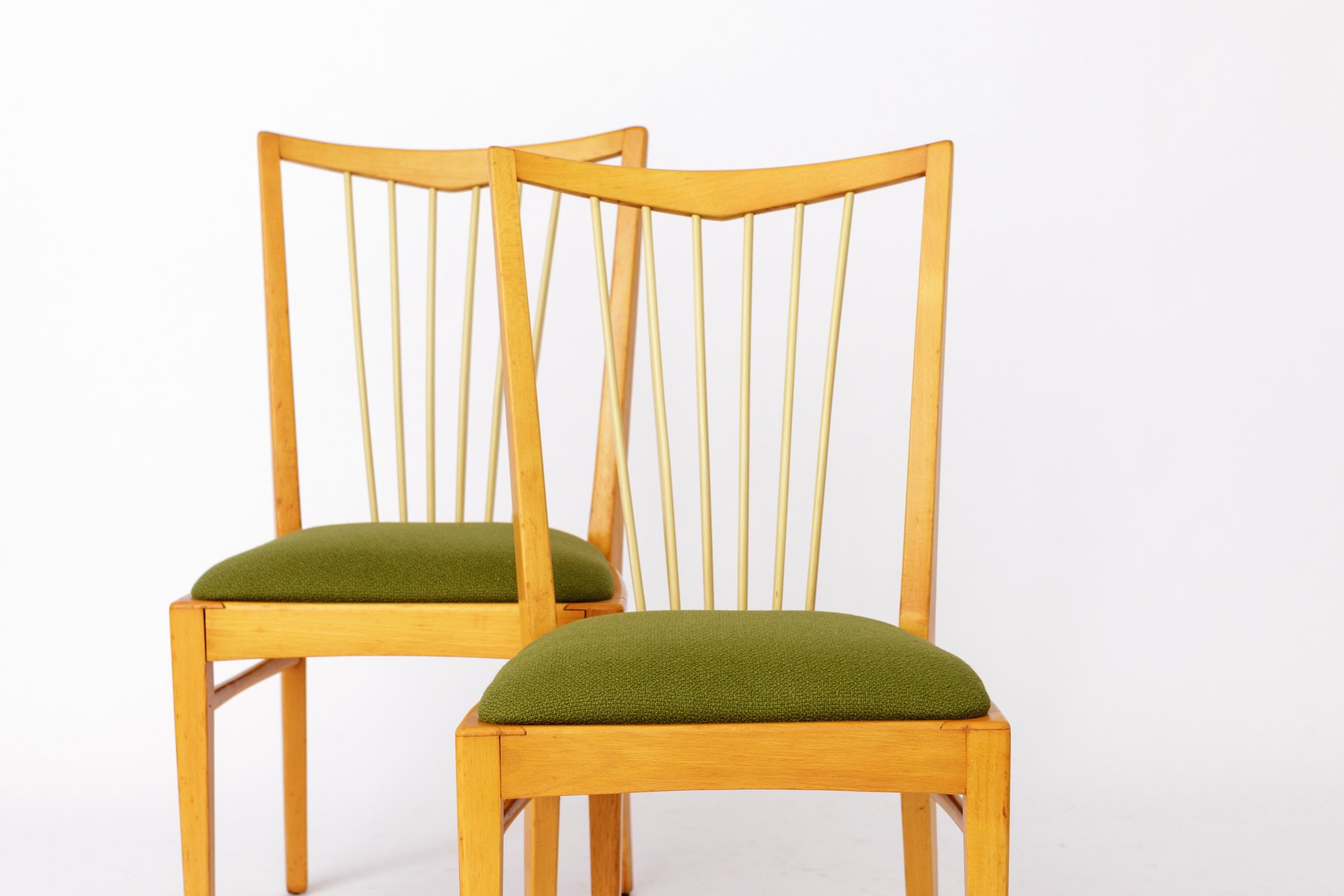Set of Mid-Century Modern German Chairs in Beech Wood & Fresh Green ...