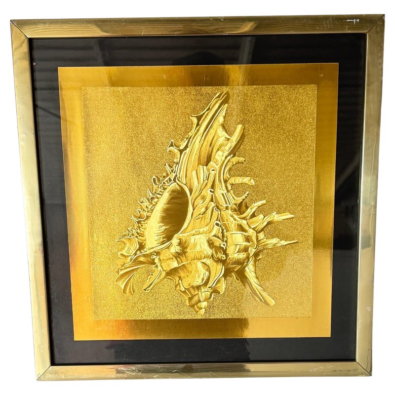 Modern Embossed Gold Shell Artwork with Metallic Finish & Layered ...
